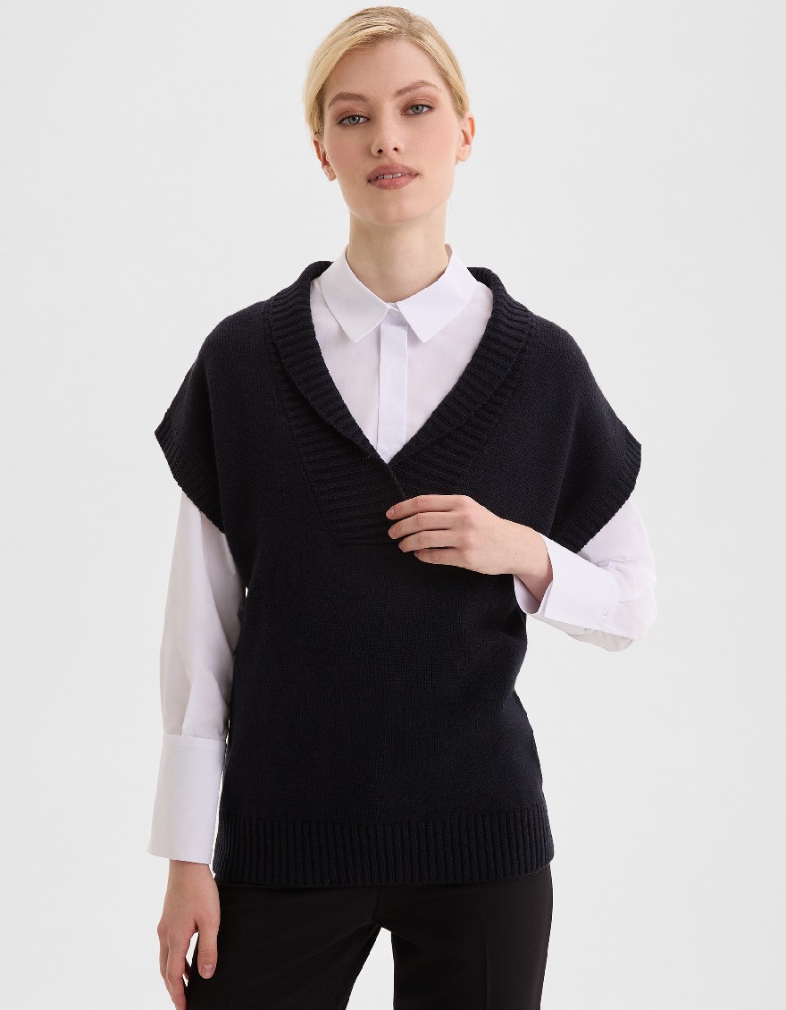 Трикотажный жилет темно-синий - купить в Dress Code